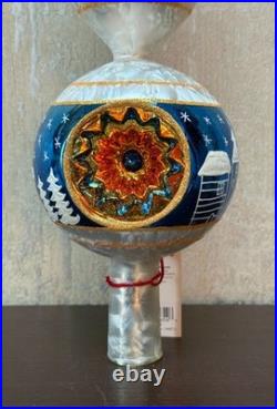 Christopher Radko Blue Santa Finial Tree Topper. Hand-Blown Glass. 17 ...