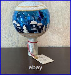 Christopher Radko Blue Santa Finial Tree Topper. Hand-Blown Glass. 17 ...